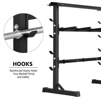 Yaheetech Black 3 Tier Dumbbell Barbell Rack for Home Gym