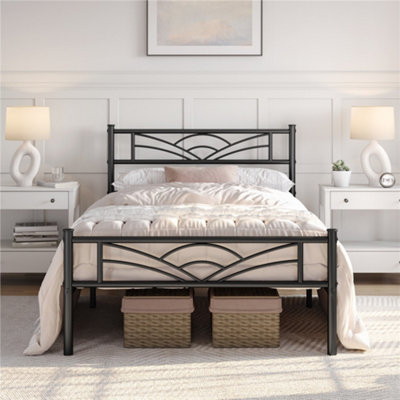 Yaheetech Black 3ft Single Metal Bed Frame with Cloud-inspired Design ...