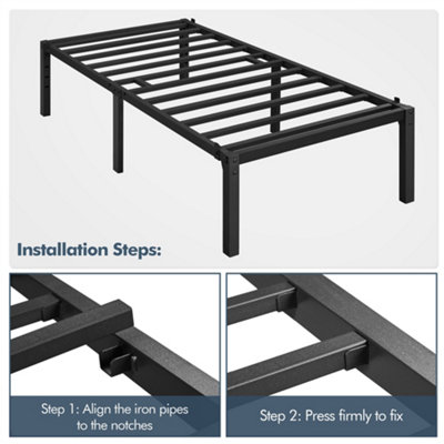 Yaheetech Black 3ft Single Metal Bed Frame with Heavy Duty Steel Slat Support 41.5 cm