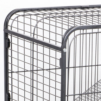 Yaheetech Black 4-Tier Rolling Small Animal Cage with 2 Front Doors