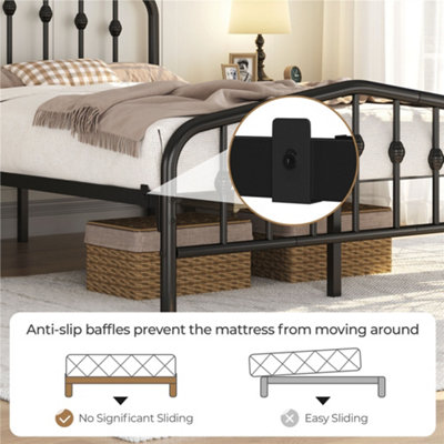 Yaheetech Black 4ft6 Double Metal Bed Frame with Arched Headboard and ...