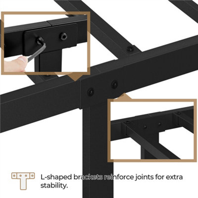 Yaheetech Black 4ft6 Double Metal Bed Frame with Arched Headboard and Footboard