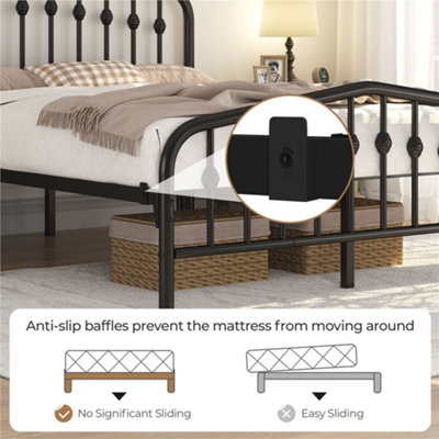 Yaheetech Black 5ft King Metal Bed Frame with Arched Headboard and ...