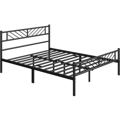 Yaheetech Black 5ft King Metal Bed Frame with Arrow Design Headboard ...