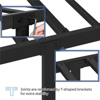 Yaheetech Black 5ft King Metal Bed Frame with Cross-design Headboard ...