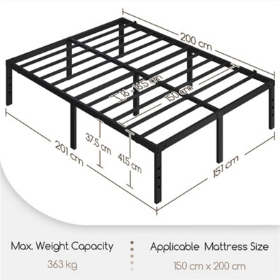 Yaheetech Black 5ft King Metal Bed Frame with Heavy Duty Steel Slat ...