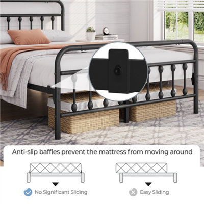 Yaheetech Black 5ft King Vintage Metal Bed Frame with High Headboard ...