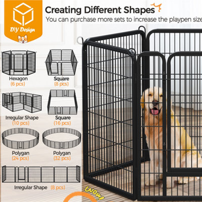 Yaheetech Black 6 Panel Dog Pen Metal Pet Playpen 80x100cm