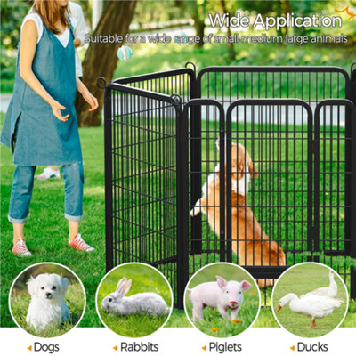 Yaheetech Black 6 Panel Dog Pen Metal Pet Playpen 80x100cm