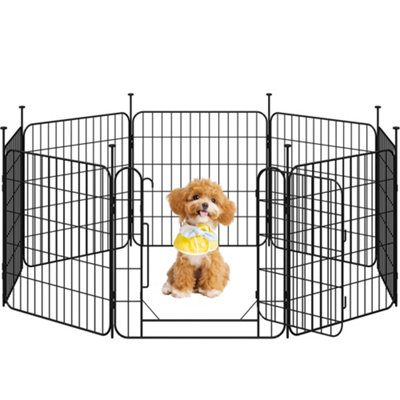 Yaheetech Black 60 cm Tall 8-Panel Foldable Dog Playpen Panels with Door