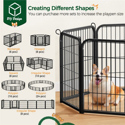 Yaheetech Black 8 Panel Dog Pen Metal Pet Playpen 60x60cm