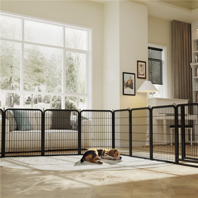 Yaheetech Black 8 Panels Solid Metal Dog Playpen with Door 65x80cm