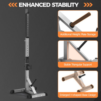 Yaheetech Black Adjustable Barbell Rack with Safety Spotters