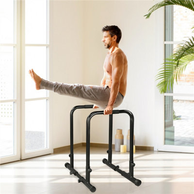 Yaheetech Black Adjustable Dip Bar Stand for Tricep Dips
