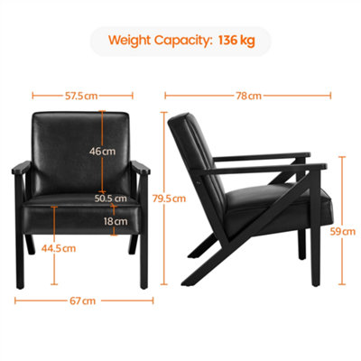 Yaheetech Black Extra-wide Faux Leather Armchair at B&Q
