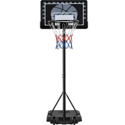 Yaheetech Black Height Adjustable Basketball Hoop with Wheels 76cmL x ...