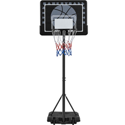 Yaheetech Black Height Adjustable Basketball Hoop with Wheels 82cmL x ...