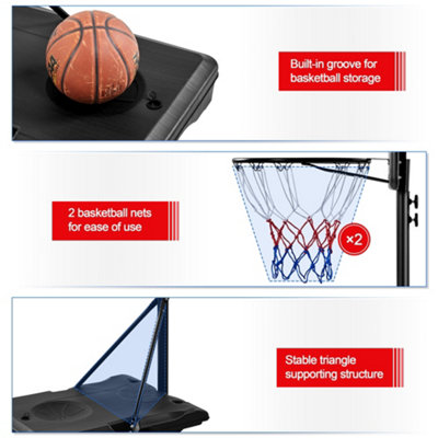 Yaheetech Black Height Adjustable Basketball Hoop with Wheels 82cmL x ...