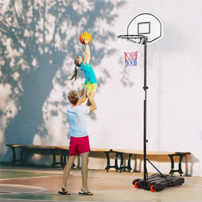 Yaheetech Black Height-Adjustable Portable Basketball Hoop with Wheels
