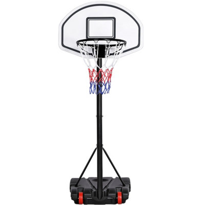 Yaheetech Black Height-Adjustable Portable Basketball Hoop with Wheels