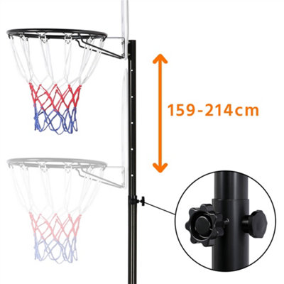Yaheetech Black Height-Adjustable Portable Basketball Hoop with Wheels