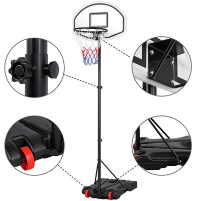 Yaheetech Black Height-Adjustable Portable Basketball Hoop with Wheels