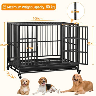Yaheetech Black Indestructible Dog Crate with Open Top Design