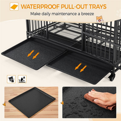 Yaheetech Black Indestructible Dog Crate with Open Top Design