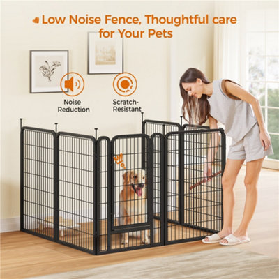 Yaheetech Black Metal Foldable 6-Panel Dog Playpen with Door