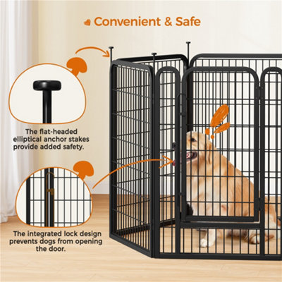 Yaheetech Black Metal Foldable 6-Panel Dog Playpen with Door