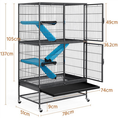 Yaheetech Black Metal Rolling Small Animal Cage with Platforms