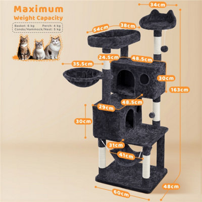 Yaheetech Black Multi-level Cat Tree with Condos and Scratching Posts