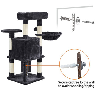 Yaheetech Black Multi Level Cat Tree with Natural Sisal Scratching Posts