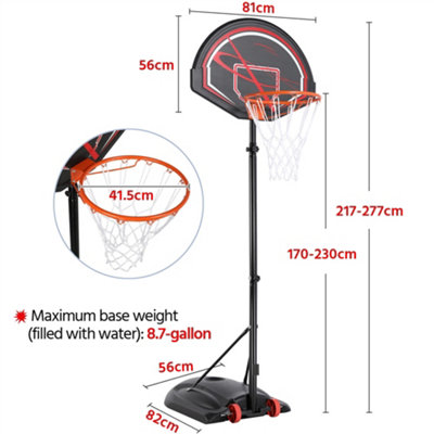 Yaheetech Black Portable Basketball Hoop for Outdoors