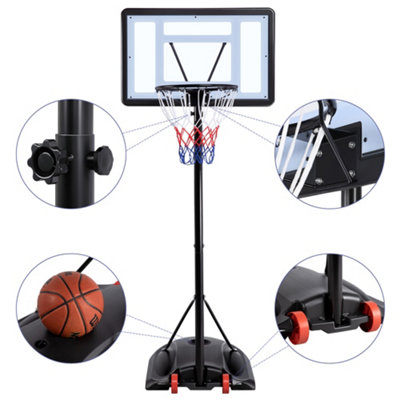 Yaheetech Black Portable Basketball Hoop with Adjustable Height