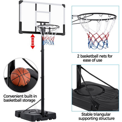 Yaheetech Black Portable Basketball Hoop with Wheels and Adjustment Height