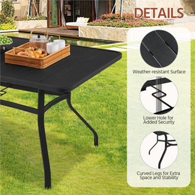 Yaheetech Black Rectangle Patio Outdoor Dining Bistro Table with ...