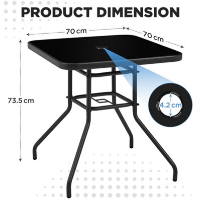 Yaheetech Black Square Patio Bistro Table with Umbrella Hole and Metal ...