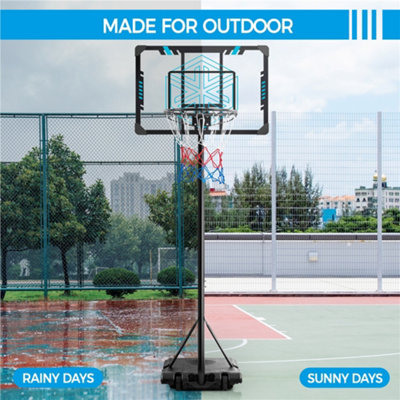 Buy Yaheetech Blue Height Adjustable Basketball Stand with Wheels 82cmL ...