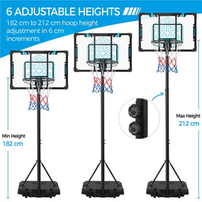 Buy Yaheetech Blue Height Adjustable Basketball Stand with Wheels 82cmL ...