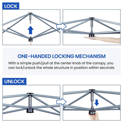 Yaheetech Blue Pop Up Canopy with One-Push-To-Lock Setup Mechanism with ...