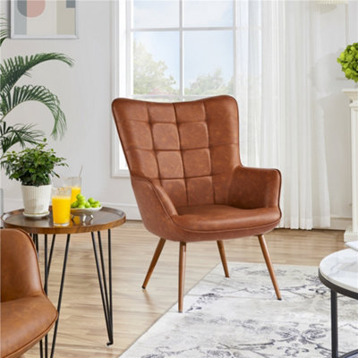 Brown leather armchair modern store