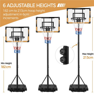 Yaheetech Brown Portable Basketball System with Adjustable Height Pole ...