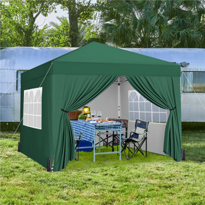Yaheetech Dark Green 3m L Adjustable Pop Up Canopy Tent with 4 ...