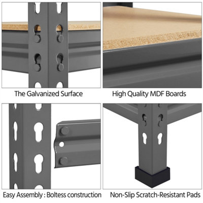 Yaheetech Dark Grey Metal 5 Tiers Boltless Storage Shelf for Warehouse Home