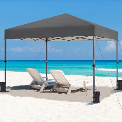 Yaheetech Dark Grey Pop-up Canopy with One-Push-To-Lock Setup Mechanism