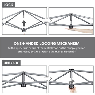 Yaheetech Dark Grey Pop-up Canopy with One-Push-To-Lock Setup Mechanism