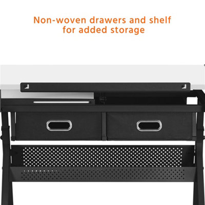 Yaheetech Drawing Table and Stool Set with Adjustable Angles White