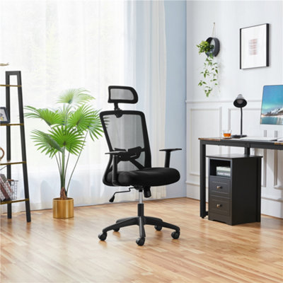 Buy Yaheetech Ergonomic Mesh Office Chair with Headrest - Black at B&Q