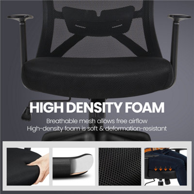 Buy Yaheetech Ergonomic Mesh Office Chair with Headrest - Black at B&Q